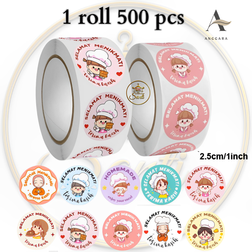 Enjoy Stickers 1 Roll 500 Pcs Round Sticker Roll Food Cake Label 2.5 cm ...