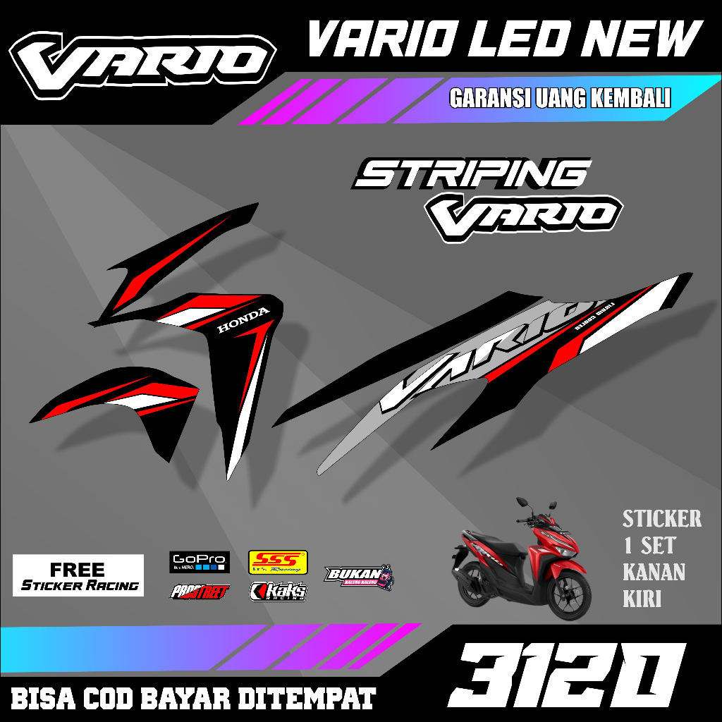 Vario Motorcycle STRIPING NEW 125 150 Yrs 2018-2022 Code M3120 STICKER ...