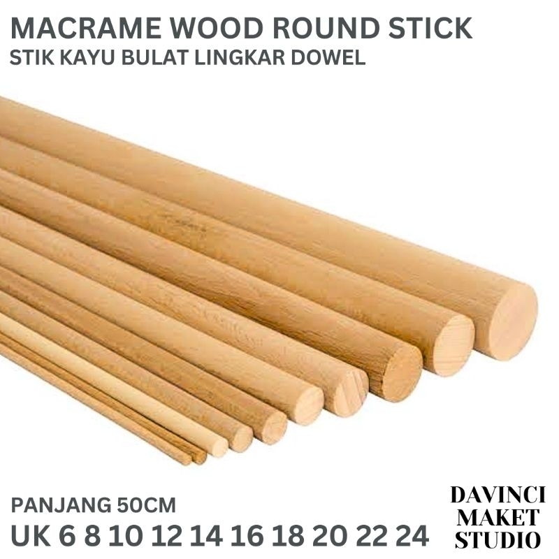 Macrame Wood Round Stick - Round Wooden Stick Circle Dowel Diamater 6mm 8mm 10mm 12mm 14mm 16mm ...