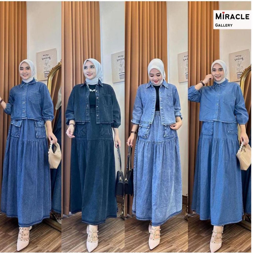 Hk SET Top & Long Skirt PREMIUM DENIM JEANS GA730-3 | Shopee Malaysia
