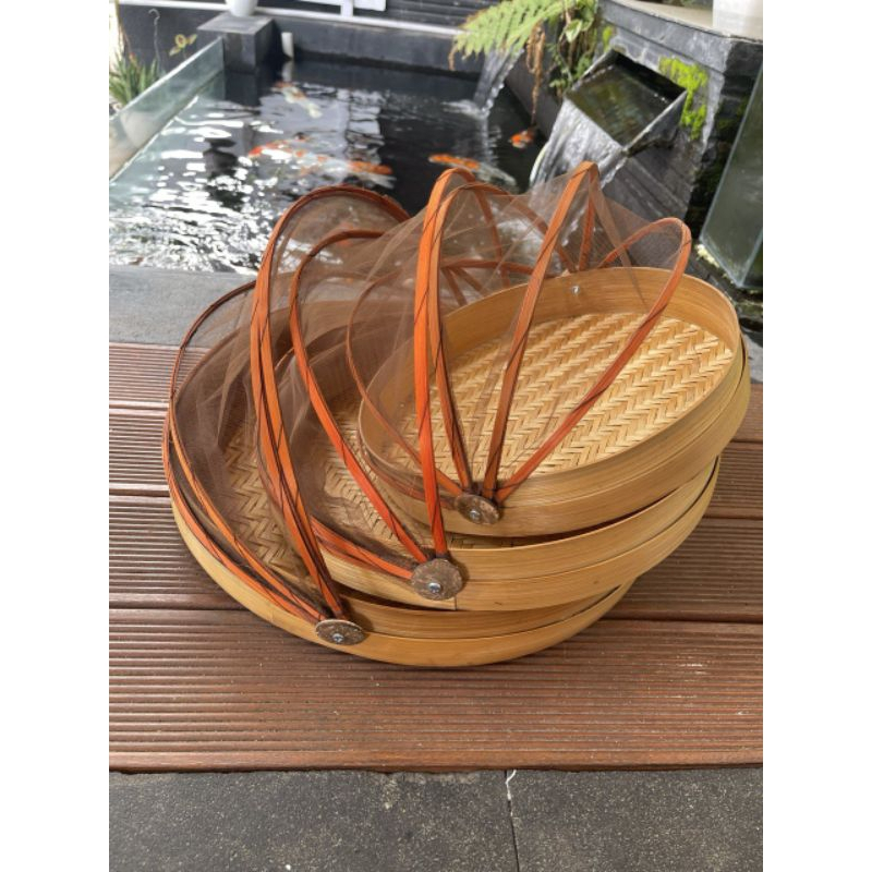 Jogja Craft - 1 set of bamboo tile serving hoods | Box | Round | Oval ...