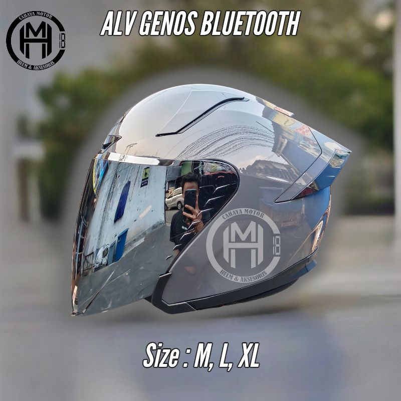 Alv GENOS BLUETOOTH Gray STONE GLOSSY Helmet | Half FACE | Shopee Malaysia