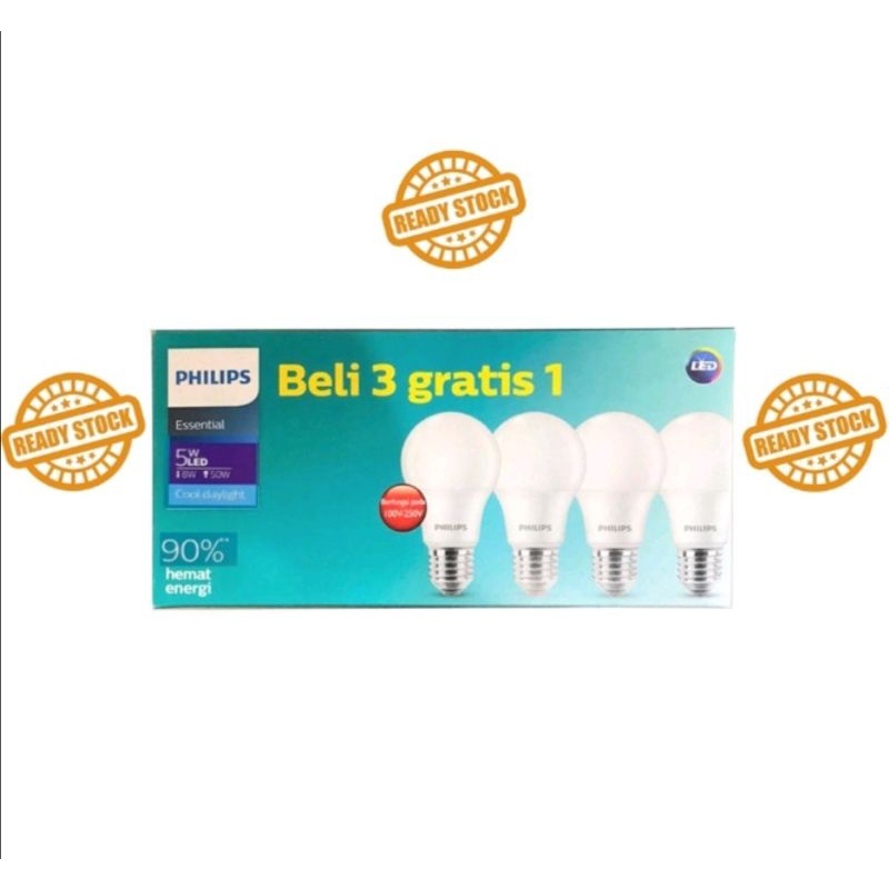 Philips LED ESSENTIAL PACK Lamp 3+1 5W 7W 9W 11W | Shopee Malaysia