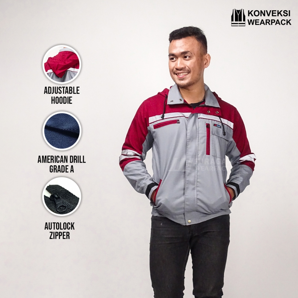 MERAH Wearpack Safety Weather Shield Hoodie Jacket, Maroon, Gray ...