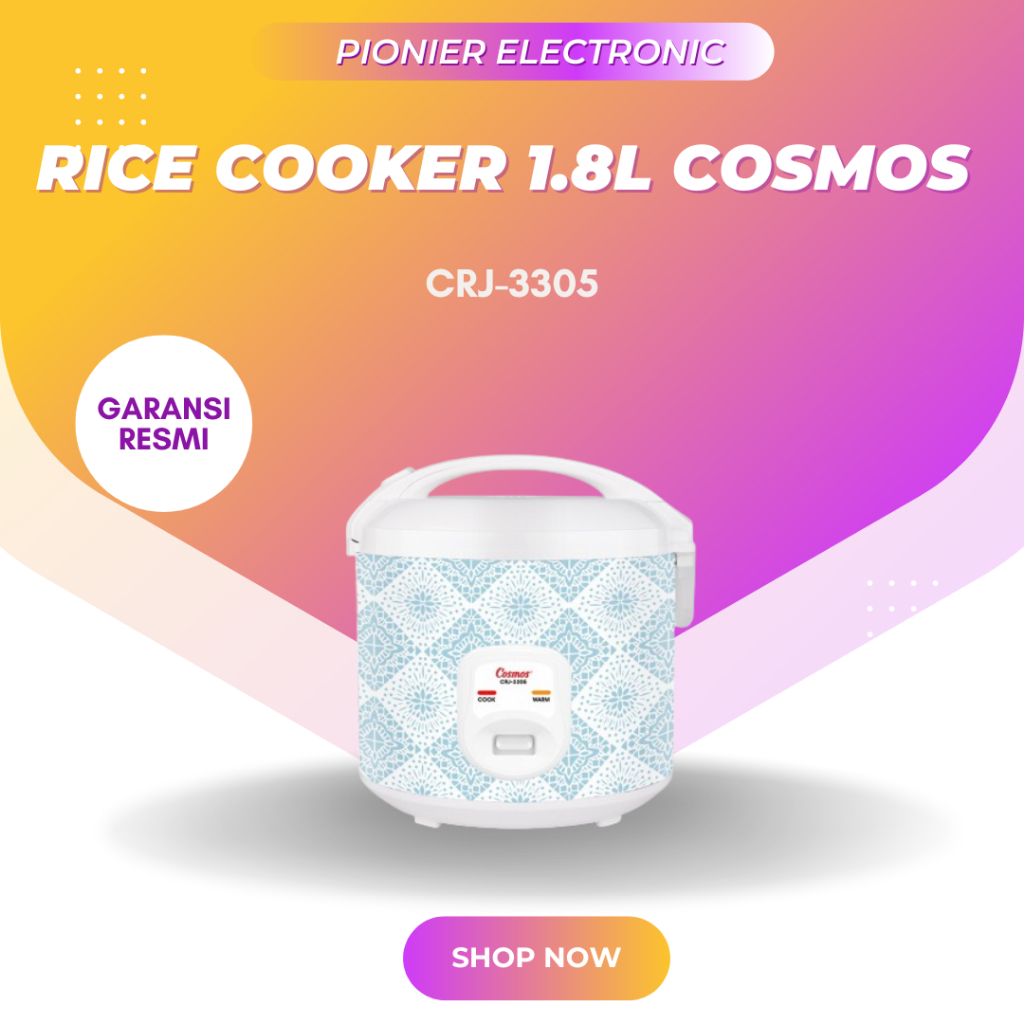 Cosmos Rice Cooker/Magic Com Non-Stick CRJ-3305 - 1.8 Liter Official ...
