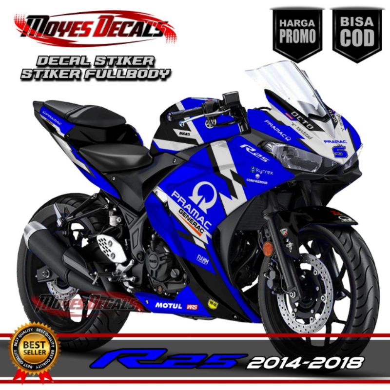 Yamaha R25 Old Decal FullBody Sticker // PRAMAC Variation Support 2014 ...