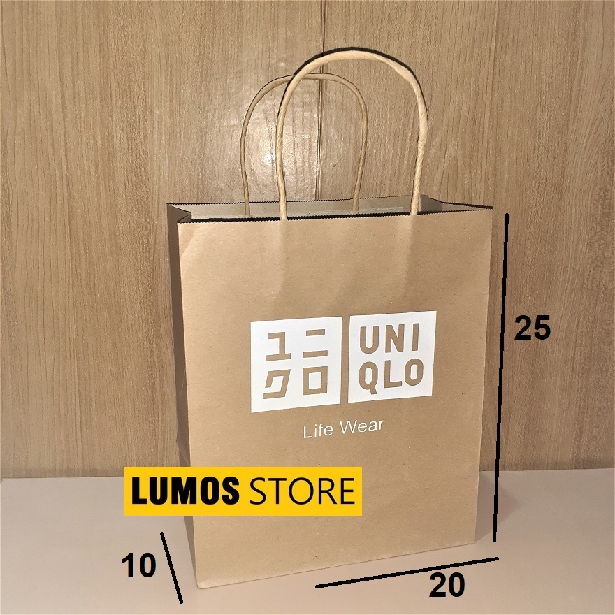Uniqlo small Brown 2-sided Paper bag 20x25 x 10 cm | Shopee Malaysia