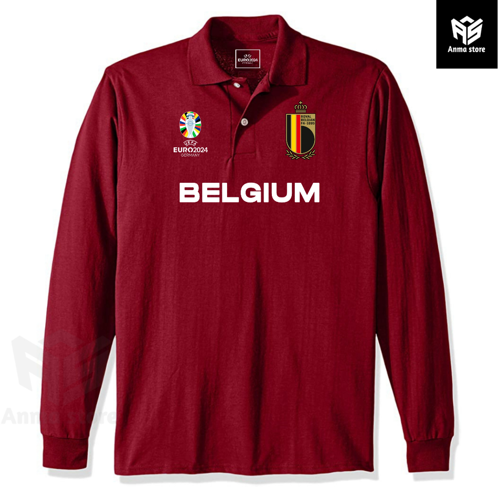 Euro 2024 Long Sleeve Polo Collar shirt Belgium Jersey Belgium | Shopee ...