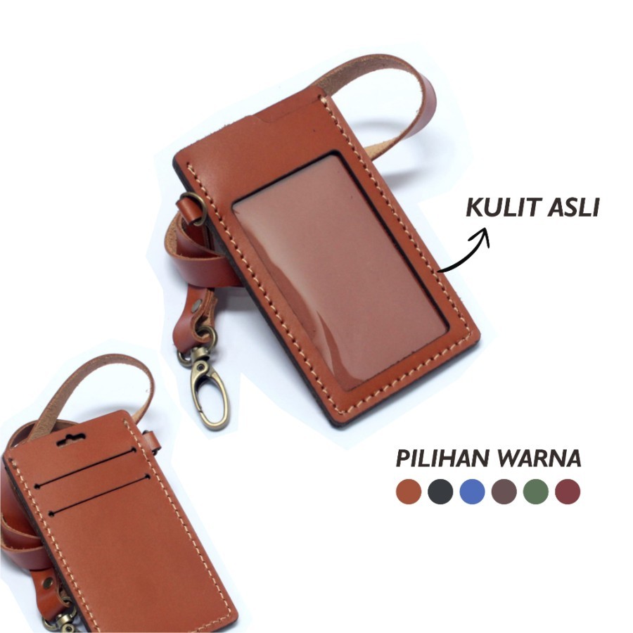 GANTUNGAN Brown Leather id card Wallet Hanger - Simple id card holder ...