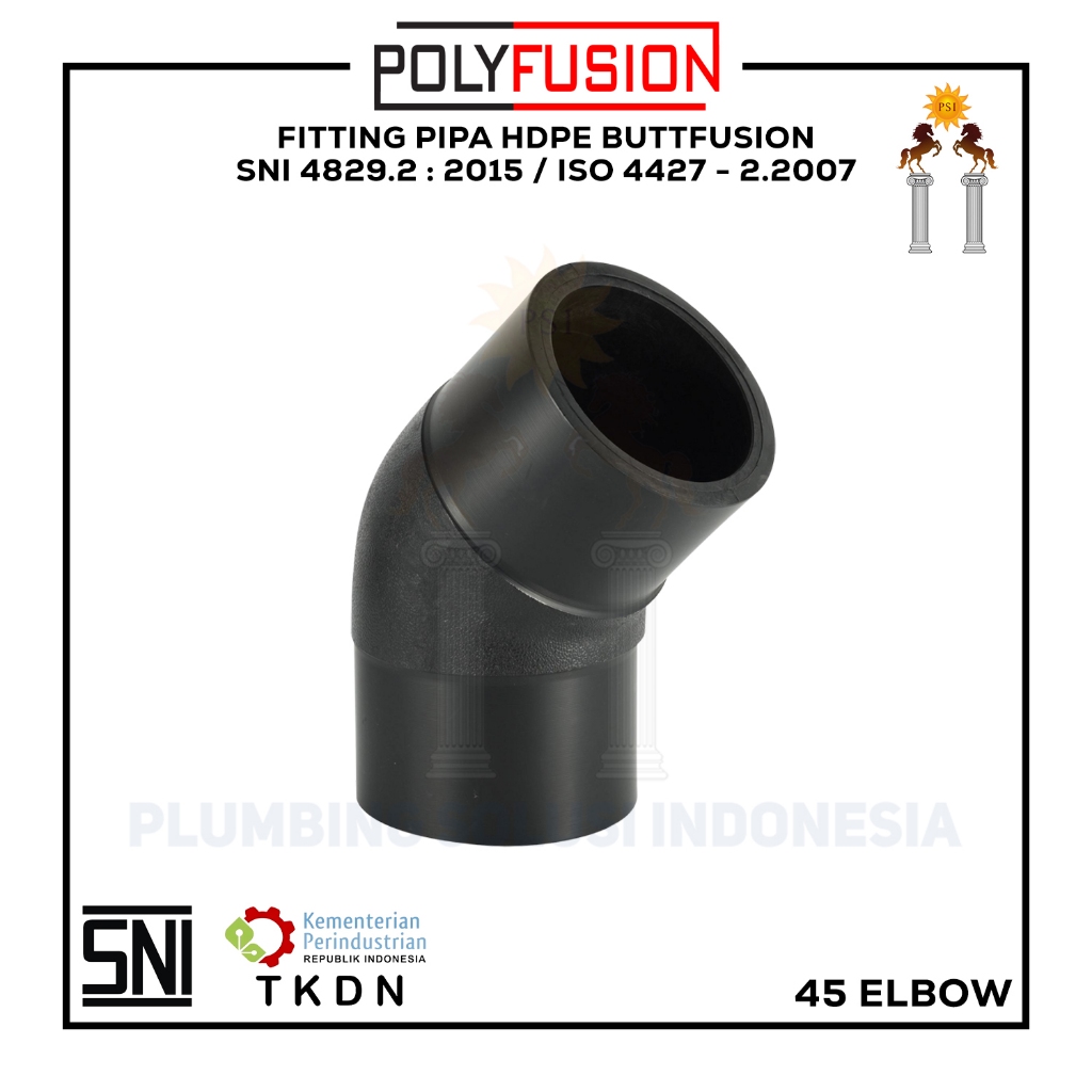 Polyfusion Fitting HDPE Buttfusion Elbow 45 / Knee 3 Inch / 90 mm ...