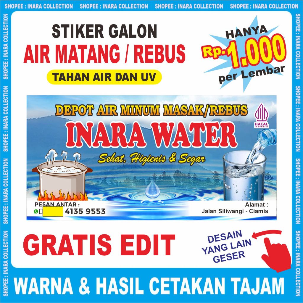 Refillable Gallon COOKED WATER Stickers Waterproof and UV | Shopee Malaysia