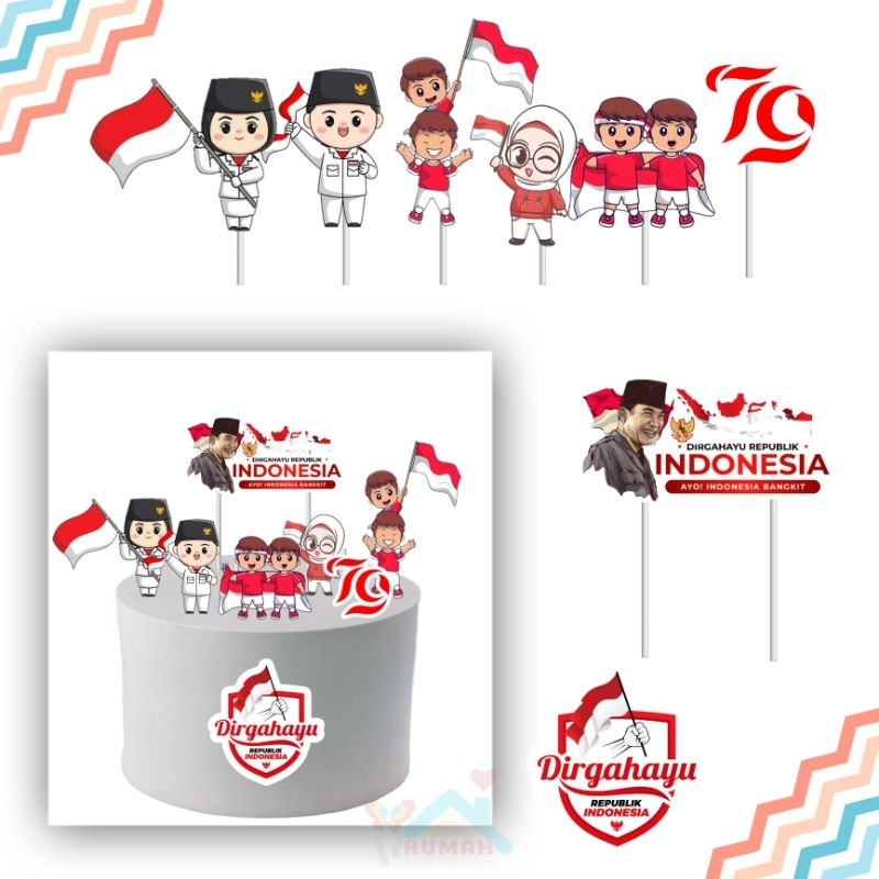 Ri HUT toppercake/August 17 theme cake decoration/Independence ...