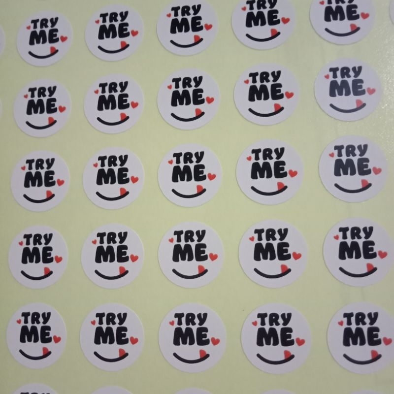 Try Me label Sticker label Sticker | Shopee Malaysia