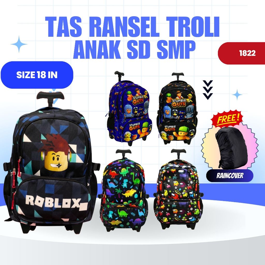 Primary SCHOOL CHILDREN'S SCHOOL TROLLEY BACKPACK BAG WITH DINO AMONG ...