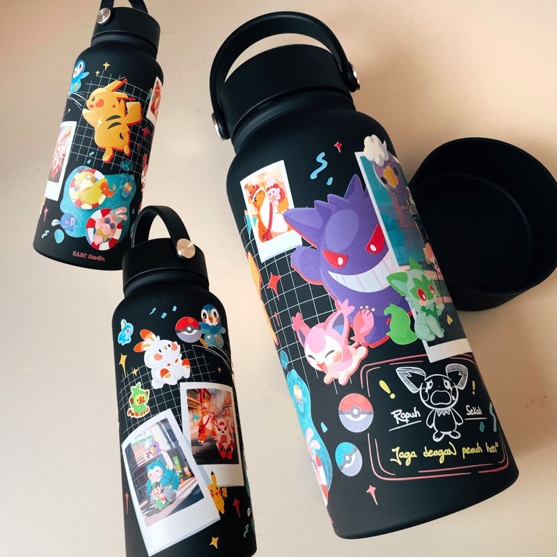 Pokemon BOTTLE 1 Liter tumbler thermos pikachu gengar snorlax dragonite ...