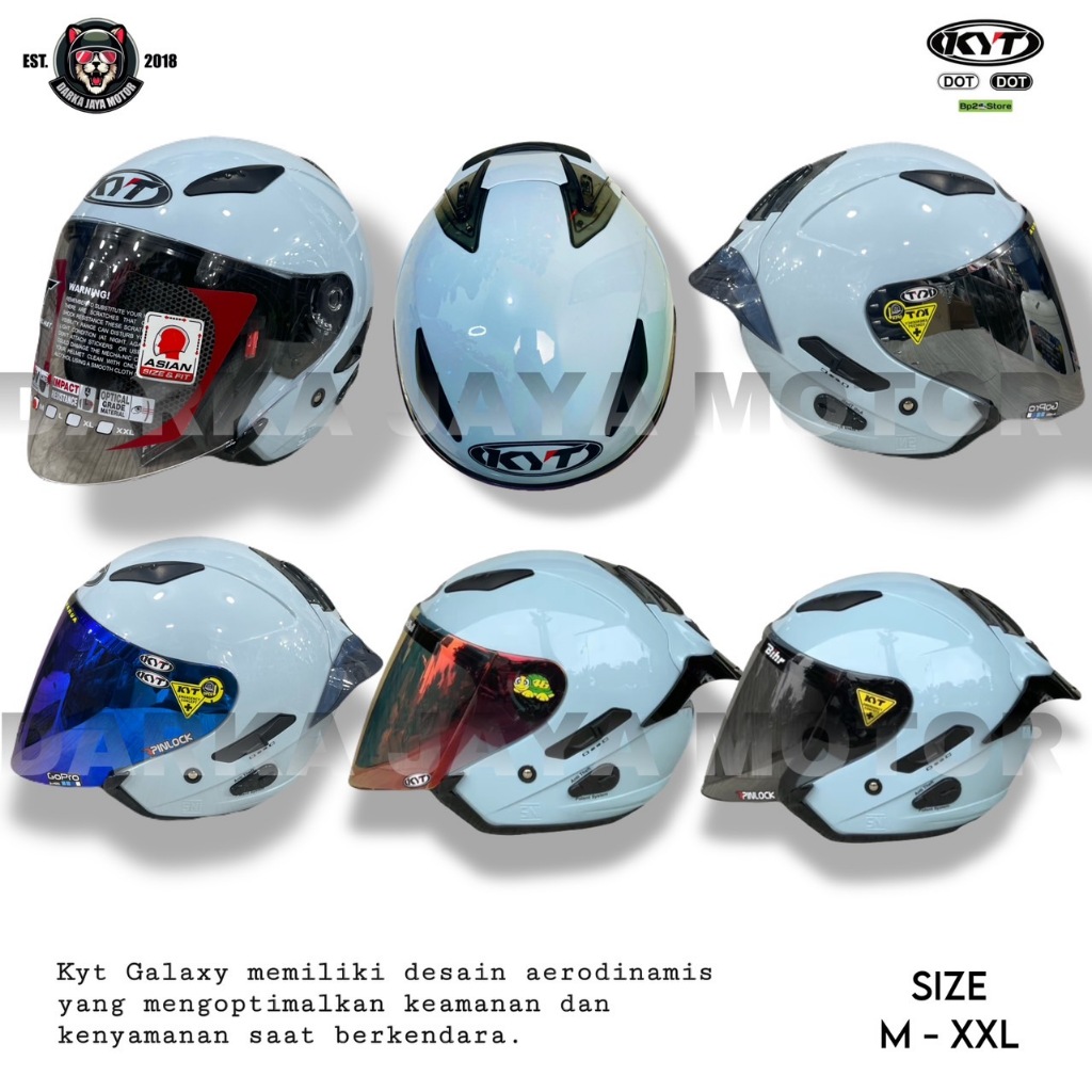 Galaxy FLAT R STEEL BLUE | Helmet KYT HALF FACE GALAXY FLAT R STEEL ...