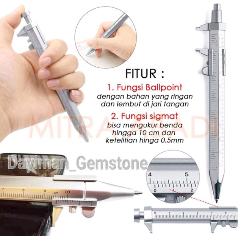 Signat Vernier Caliper Multifunctional Ballpoint - Stone Measuring Tool ...