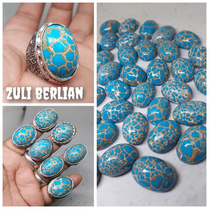 PUTIH MERAH Egyptian turquoise stone ring with red and white veins ...