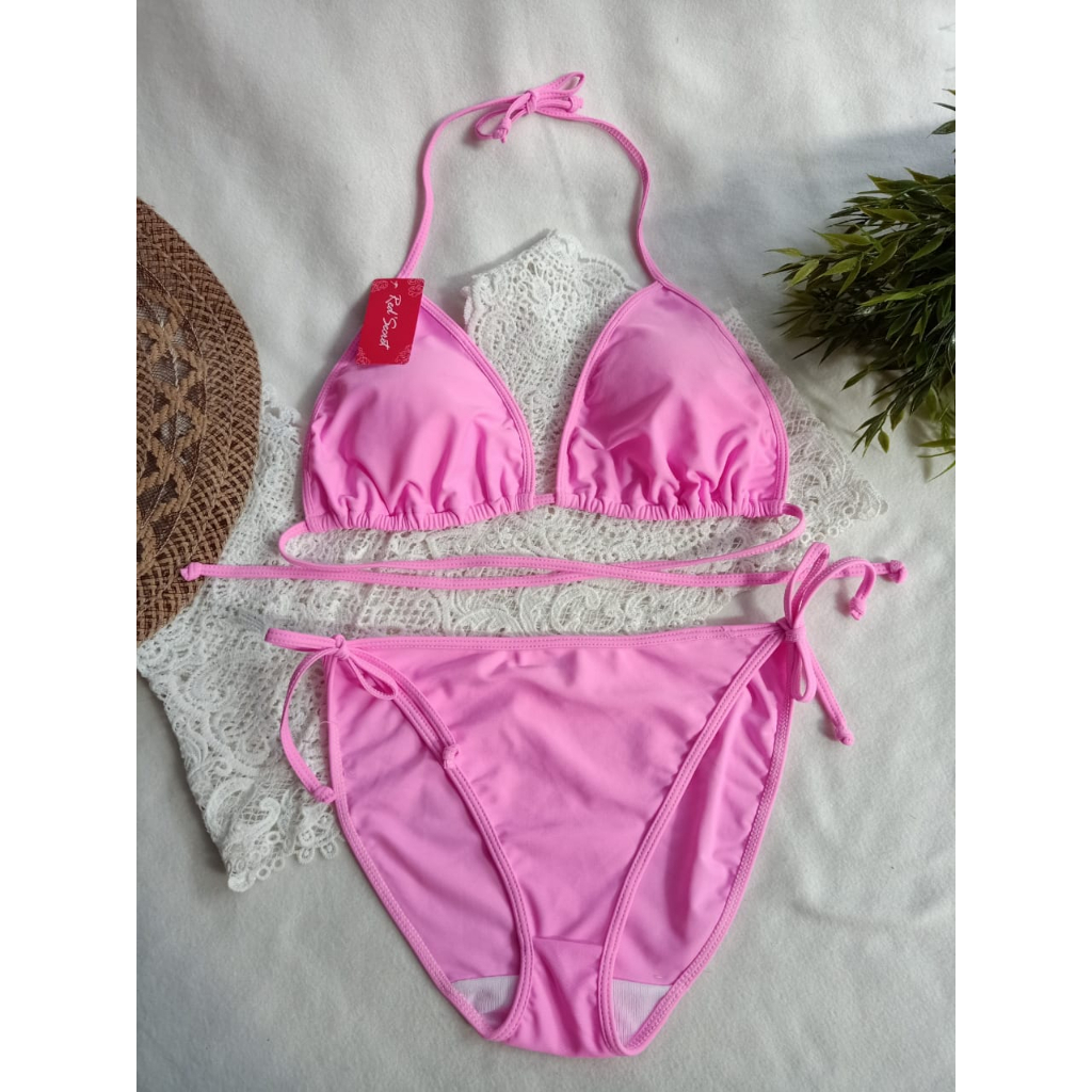 BK 3301 RXWARNA PINK - TRIANGLE BEACH BIKINI WITH SLIP FOAM | Shopee ...