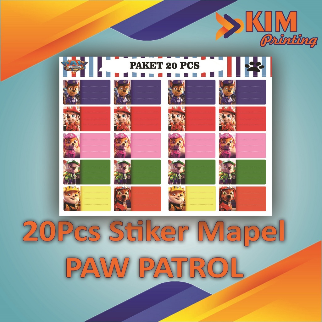 (20PCS) Textbook LABEL STICKERS / PAW PATROL CHARACTER TEXTBOOK NAME ...