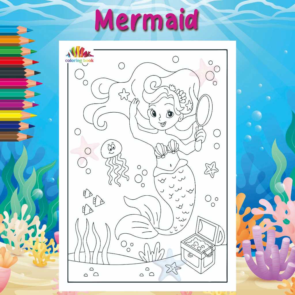 Coloring PAPER / COLORING / DRAWING PAPER / MERMAID / COLORING PAPER ...