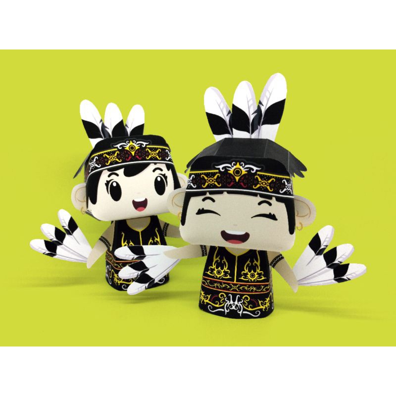 DIY papercraft pattern sheet with traditional FIGHTING BIRD DANCE (2SC ...