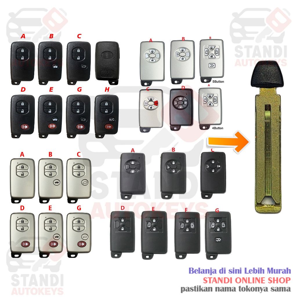 Child Emergency Key Smartkey Key for Toyota Altis Camry Yaris Vios ...