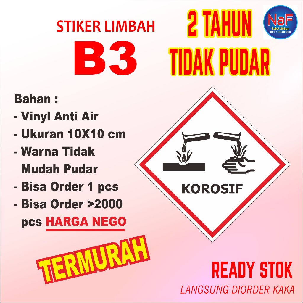 Symbol sticker Label K3 Waste B3 Corrosionive liquid 10 x 10 cm ...