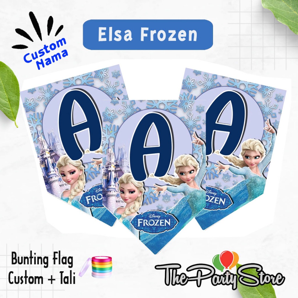 Frozen Elsa Character Bunting Flag Happy Birthday Banner/Custom Letters ...