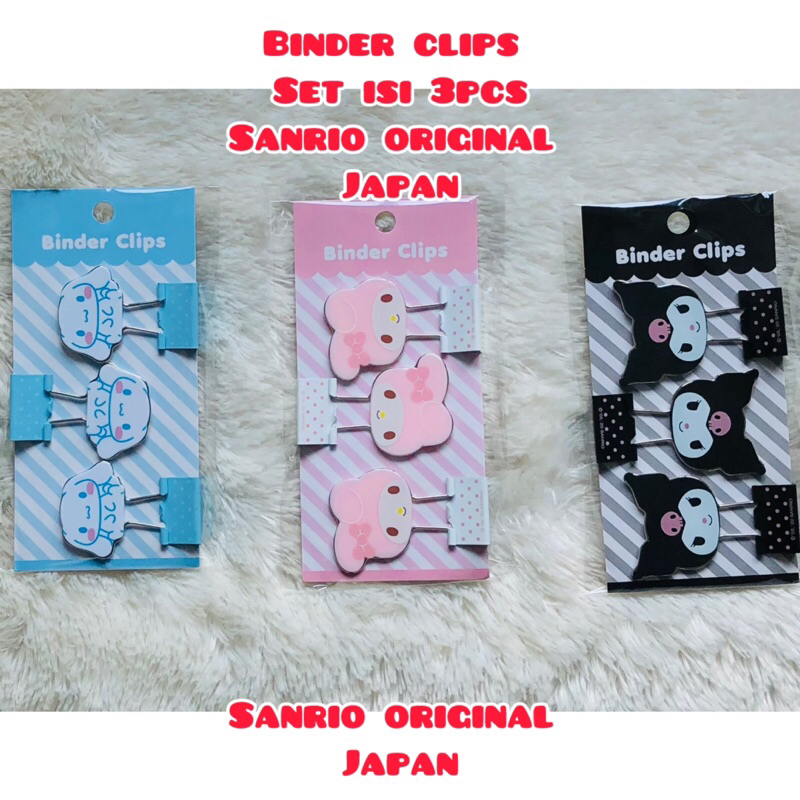 Sanrio binder clips cinnamoroll kuromi my melody contains 3 pcs ...