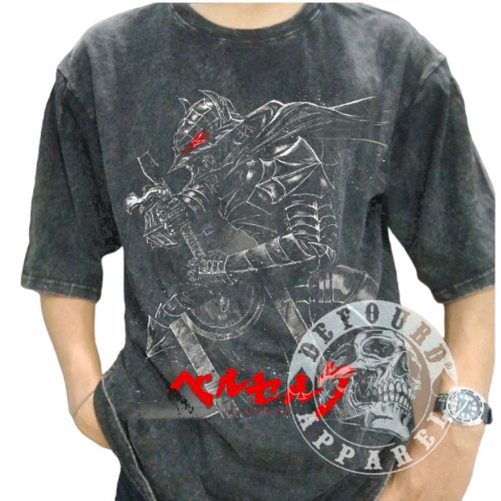 Berserk Anime Guts Mask Vintage Wash T-shirt/Kaos Anime Vintage Berserk ...