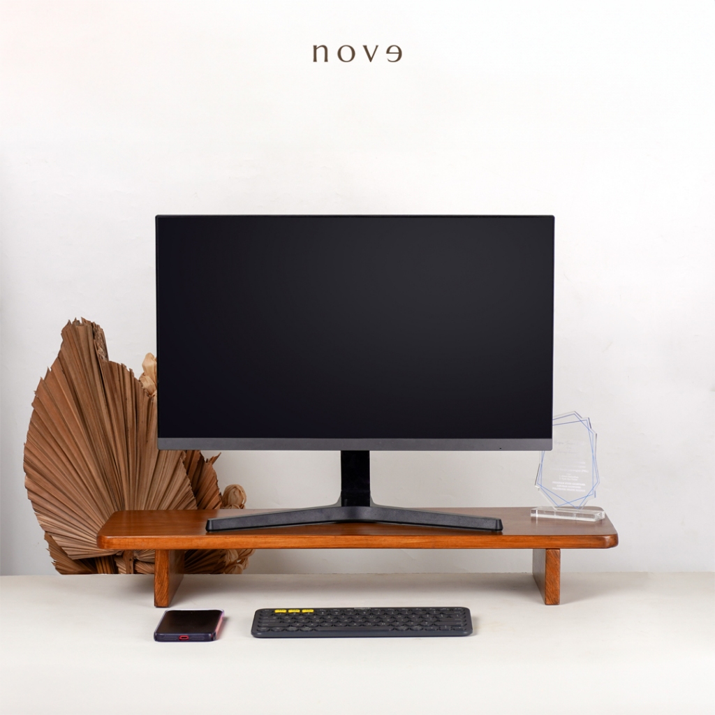 Monitor Stand Table (NATURAL SOLID WOOD) | Shopee Malaysia