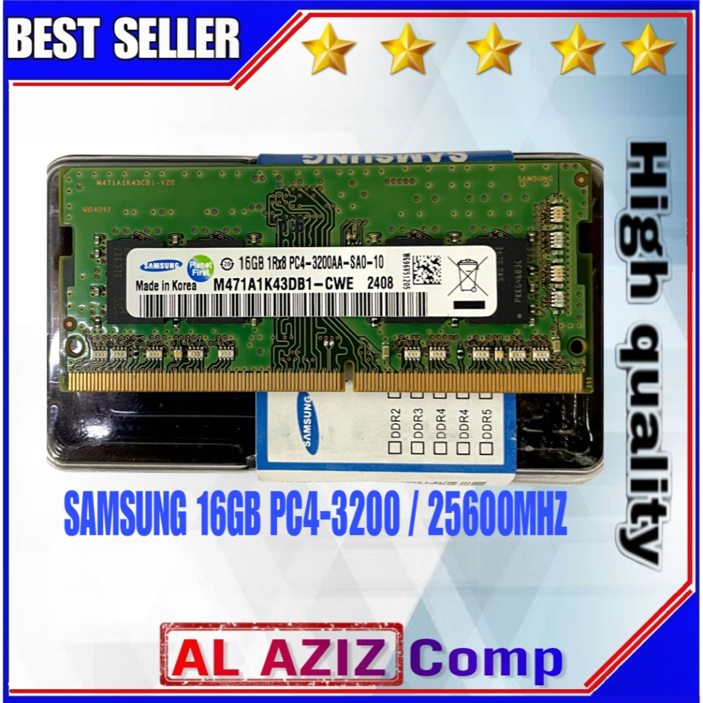 SAMSUNG LAPTOP RAM 16GB DDR4 PC4-3200 / 25600MHz SODIMM 1,2v | Shopee ...