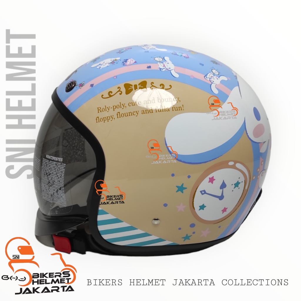 Mds RETRO MAGNUM SANRIO CINNAMOROLL 3 CREAM HALF FACE HELMET | Shopee ...