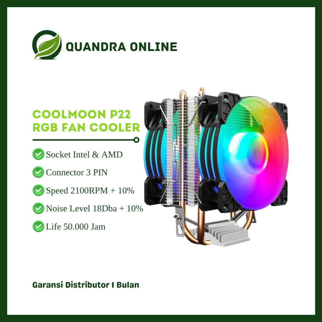 Cpu FAN COOLER COOLMOON RGB P22 FOR INTEL And AMD FAN PROCESSOR ...