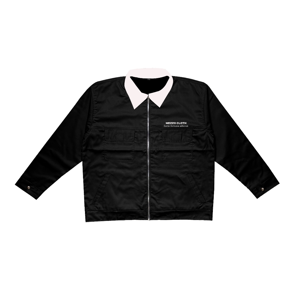 PUTIH HITAM Mezzocloth - Develop Work Jacket - Black and White | Shopee ...
