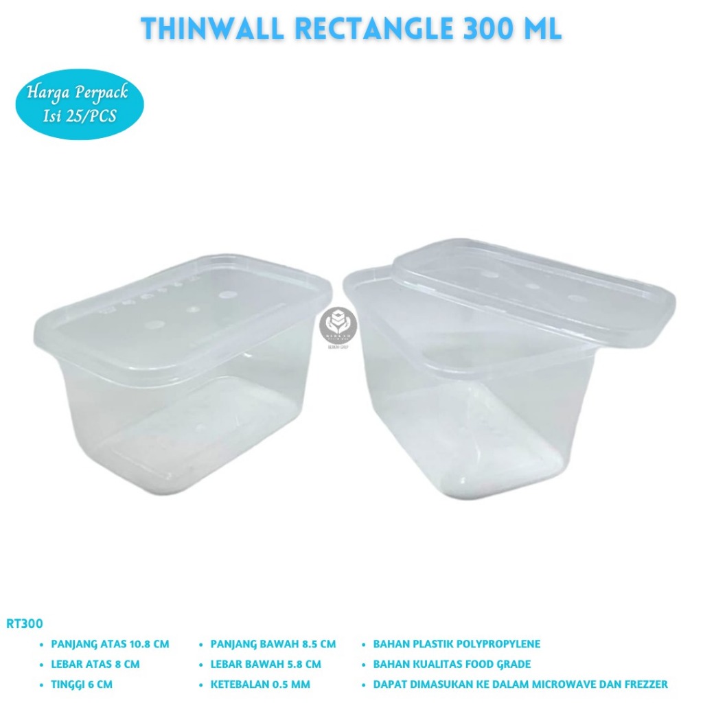 Thinwall Rectangle 300 Ml Food Container Thinwall 300 Ml (Contains 25 Pcs-RT300) | Shopee Malaysia