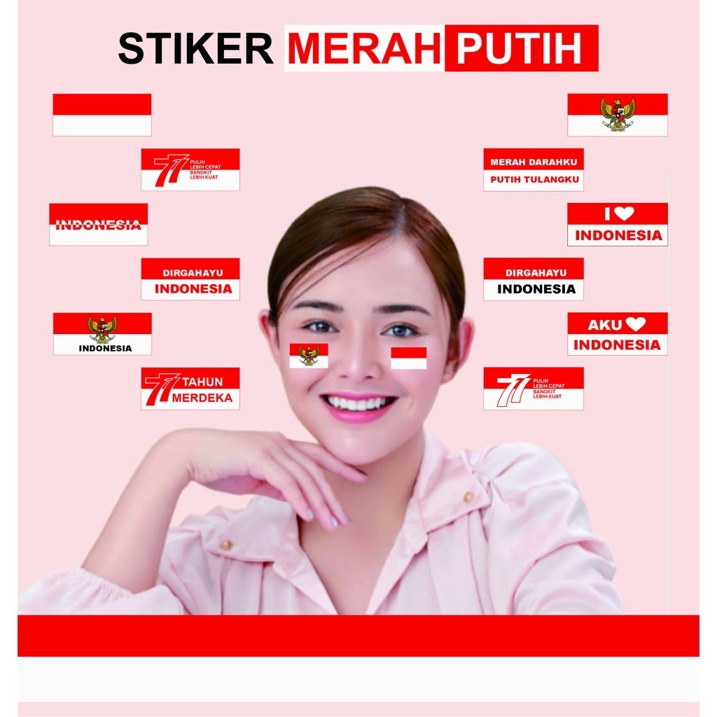 MERAH PUTIH Cm Sticker Red White Plain | Shopee Malaysia