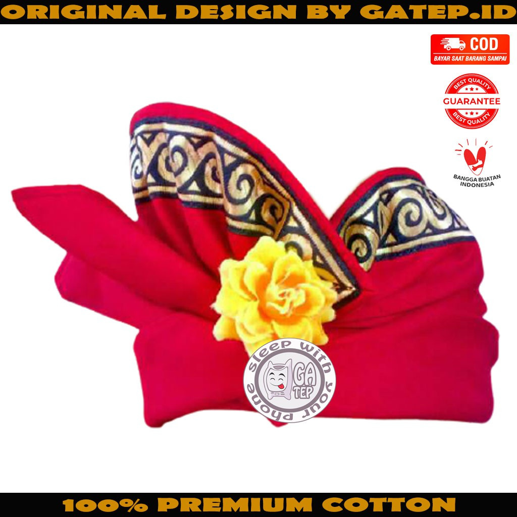 MERAH Plain Red Balinese Udeng Pande Semi-finished Keong Mas Motif ...