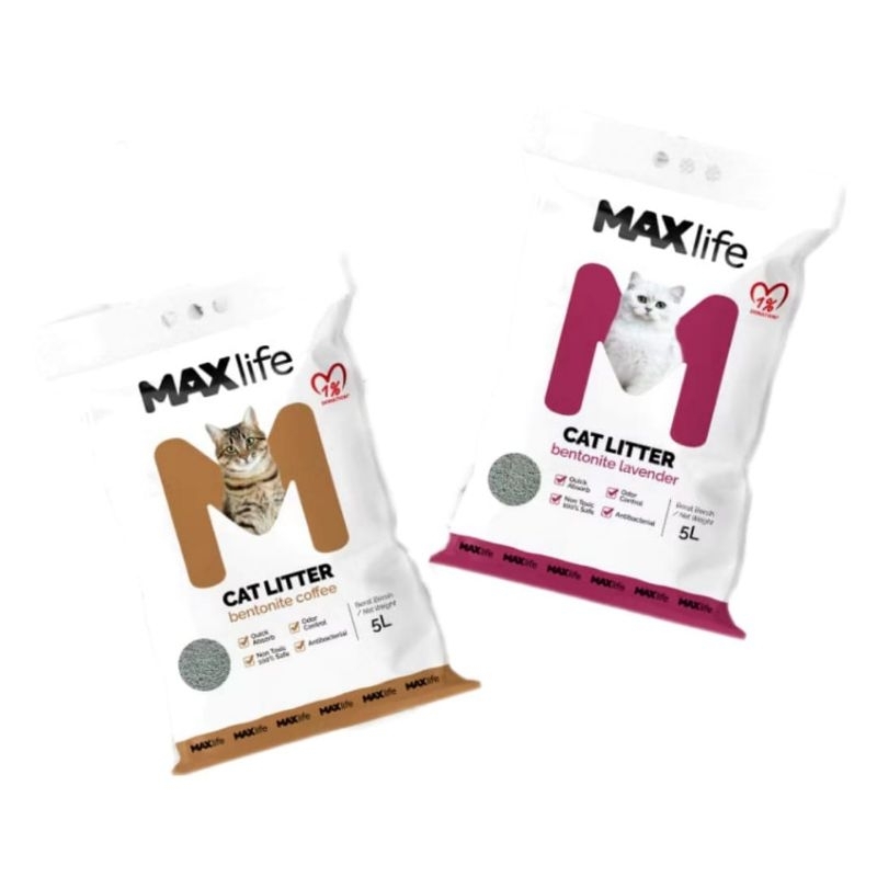 Instant MAXLIFE Cat SAND 5L Max Life Coffee Lavender Live Bentonite Cat ...
