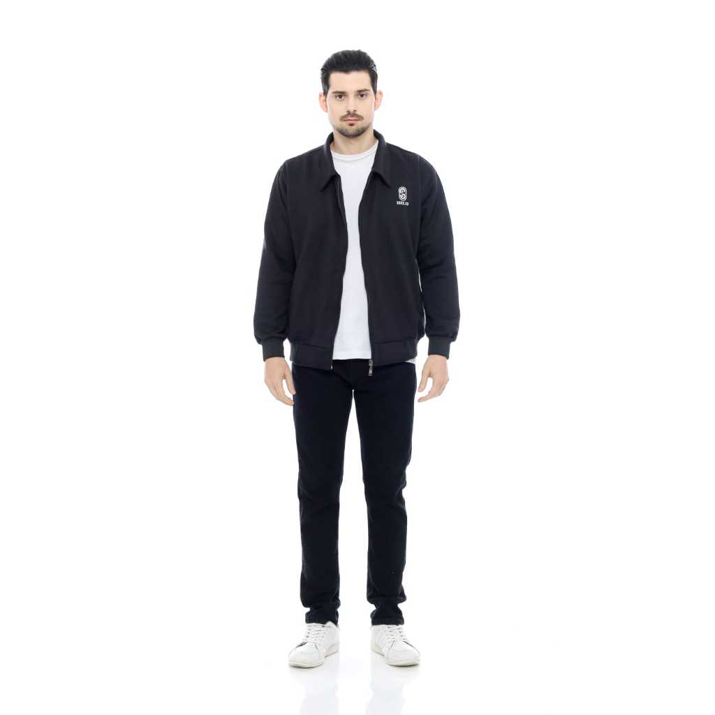 HITAM Bomber Jacket Workshirt Embroidery Fleece Black - Boxy Work ...