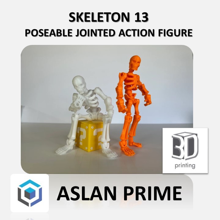 Skeleton 13 Joint POSEABLE ACTION FIGURE DUMMY LUCKY Custom Color 3D ...