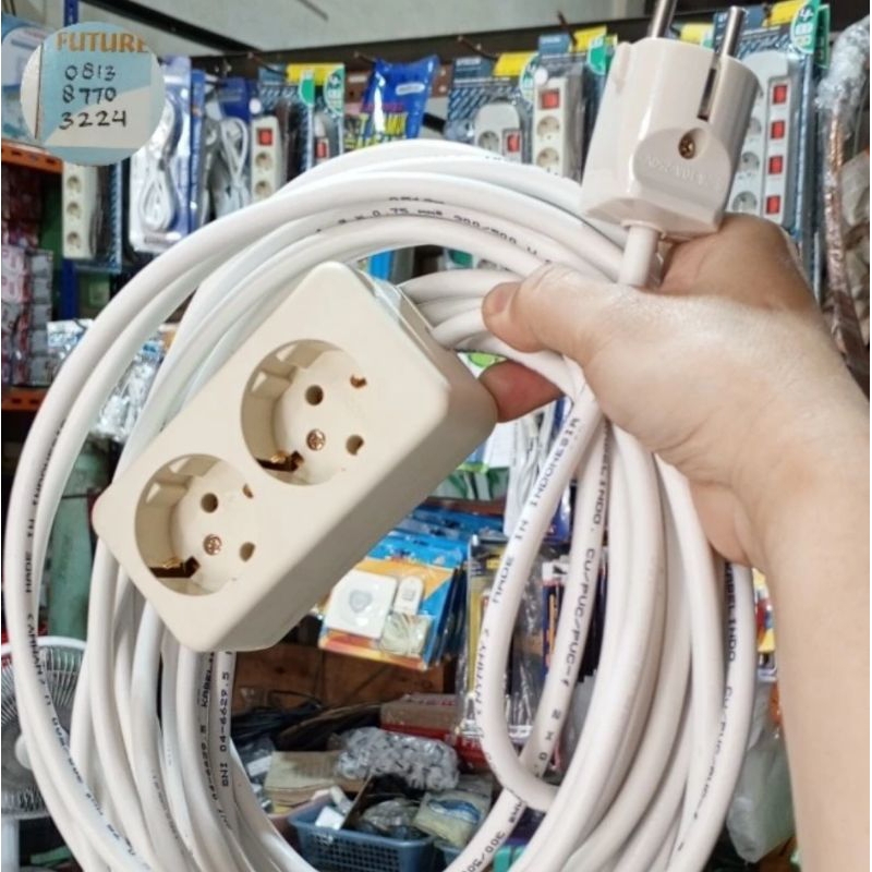 2-hole Smoking Socket+SNI Cable Size 2x0,75 With 5 meter Copper SNI+5 ...