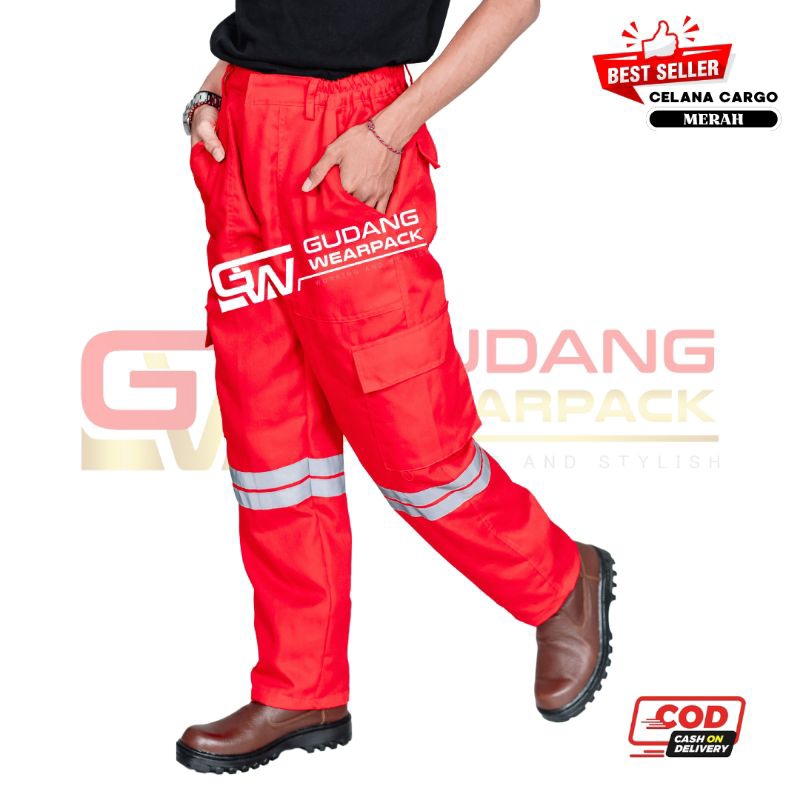 MERAH Wearpack Warehouse - Red Project Uniform Work Trousers | Shopee ...