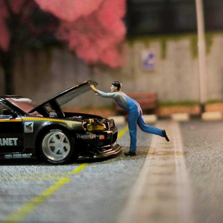 HG Miniature Mechanic Push Car 1/64 Scale Garage Workshop Diorama-Z3D ...