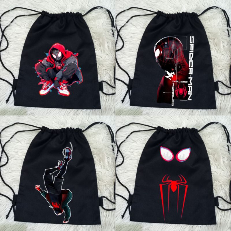 Miles Morales Marvel Drawstring Bag Premium Thick Baby Canvas Material ...