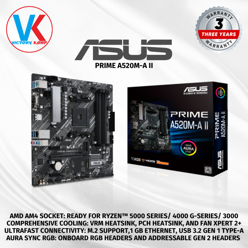 New ASUS Prime A520M-A II - AMD A520 AM4 DDR4 mATX - Official Warranty ...
