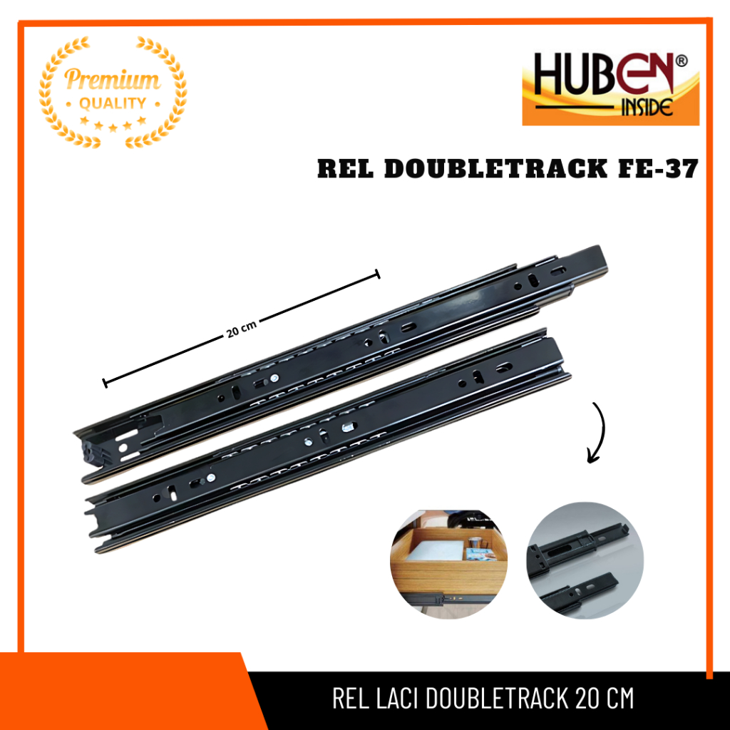 Huben Double Track Drawer Rail 25Cm 30Cm 35Cm 40Cm 45 Cm 50Cm Iron ...