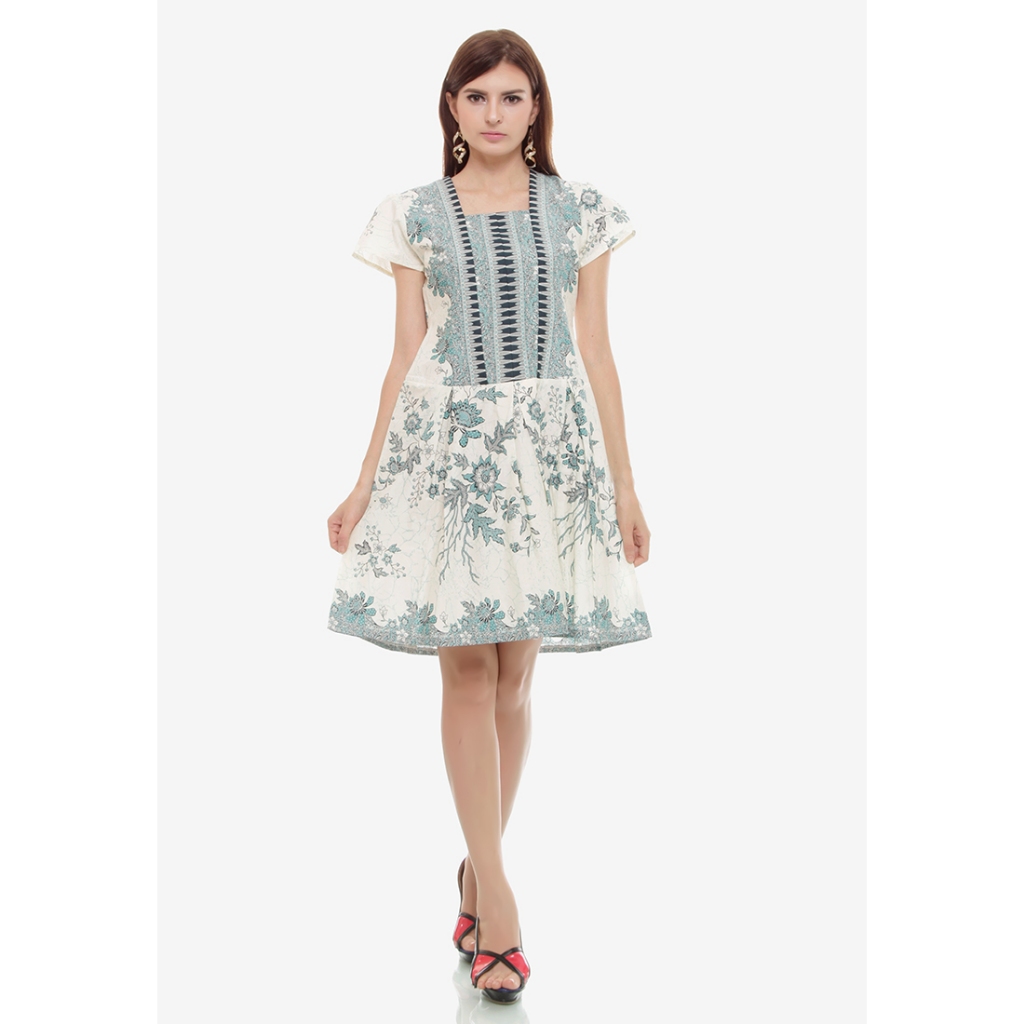 Batik Dress - Putri Jelita - Ruffled Short Sleeve Batik Tricot Dress ...