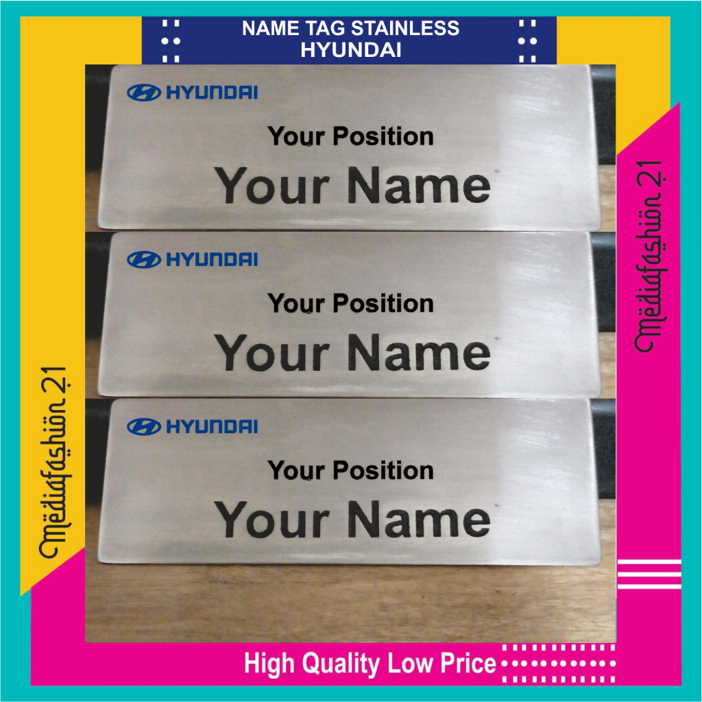 Name Tag / Name Plate HYUNDAI Engraved (Embossed) Stainless Material ...